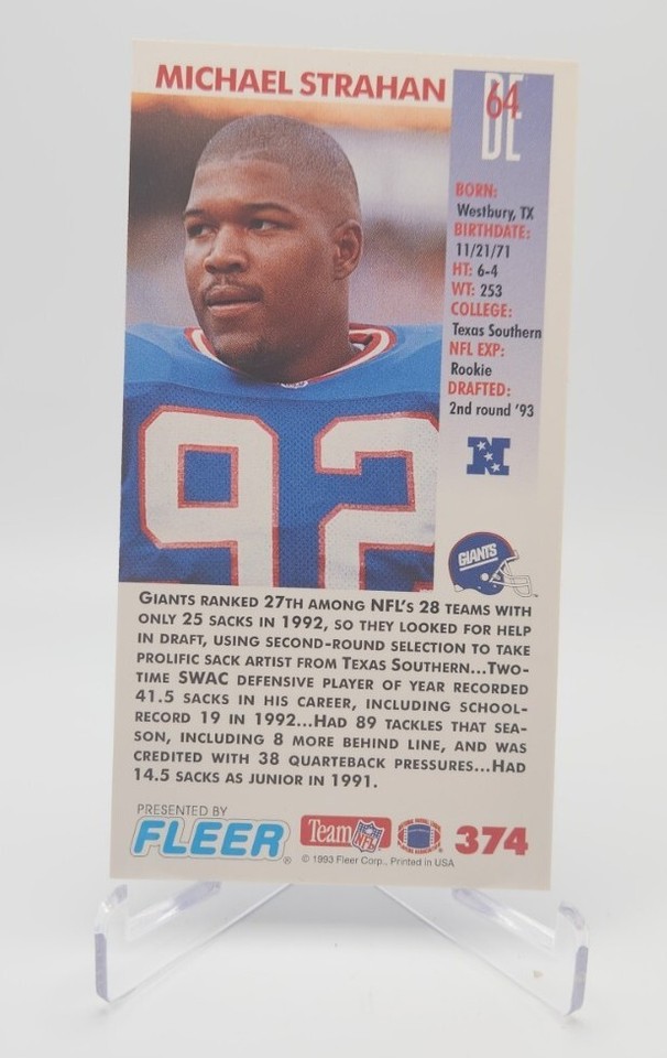 Michael Strahan - 1993 - Fleer - GameDay - New York Giants - Rookie ...