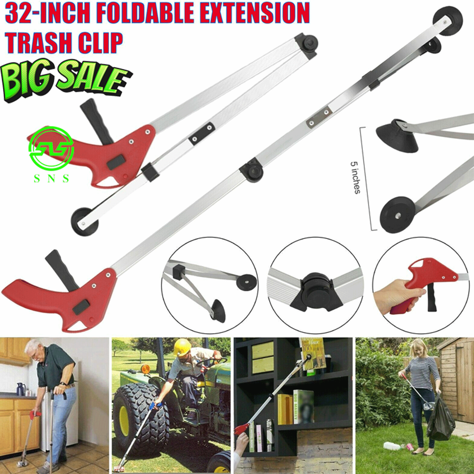 32'' Grabber Pick Up Reaching Tool Hand Grip Reacher Heavy Duty Aid ...