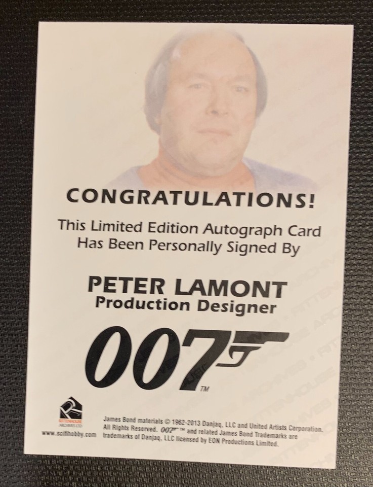 James Bond - 007 - Autograph Card - Peter Lamont - Production Designer ...