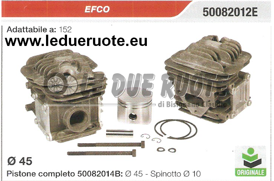 50082012E Cylinder and Piston Kit Efco 152 Chainsaw Original Ø 45 Pin ...