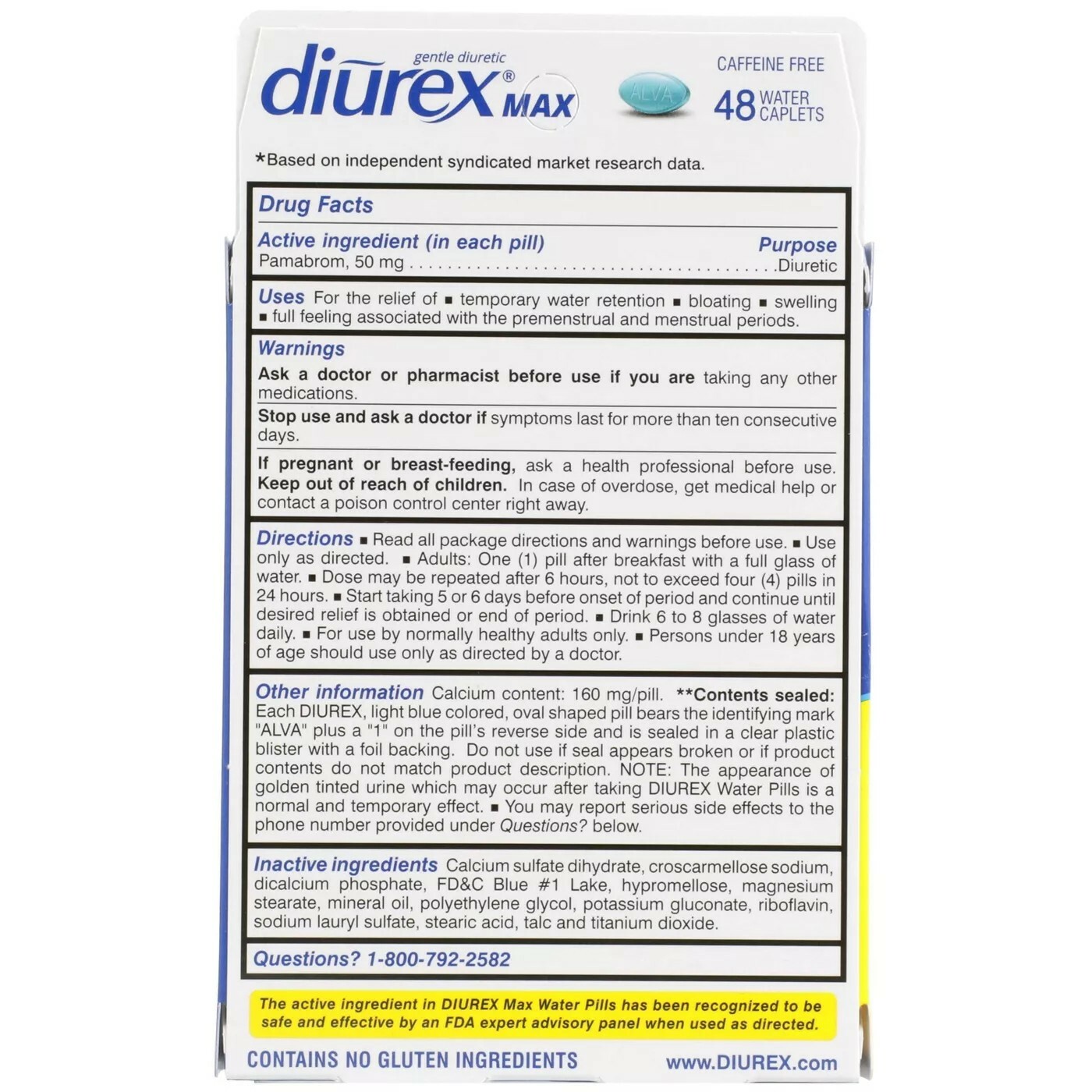 Diurex Max Diuretic Water Pills- Caffeine Free (48 Count) | eBay
