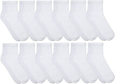 12 Units of Men's King Size Premium Cotton Sport Ankle Socks 13-16 ...