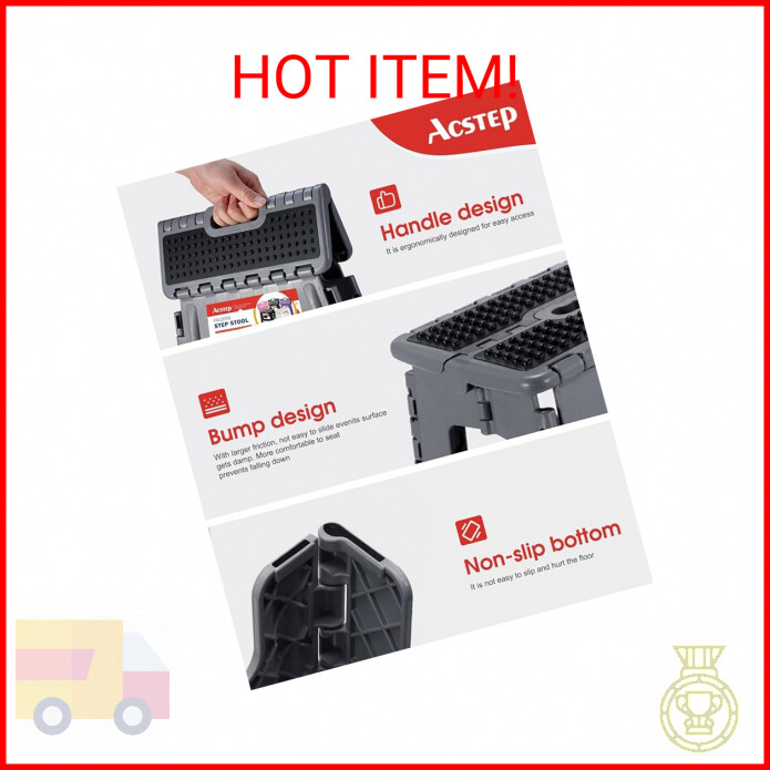 18 Inch Folding Step Stool for Adults and Kids - Non-Slip Foldable ...