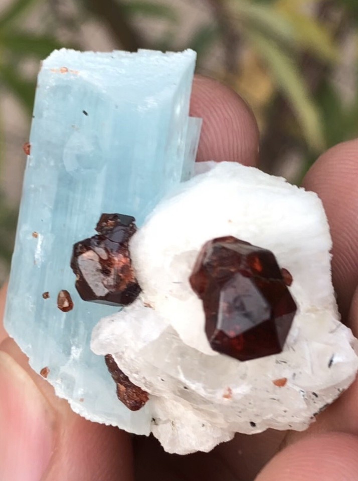 Rare Skardu Pakistan Aqua & Garnet Crystal - Stunning 26.66g Gemstone ...