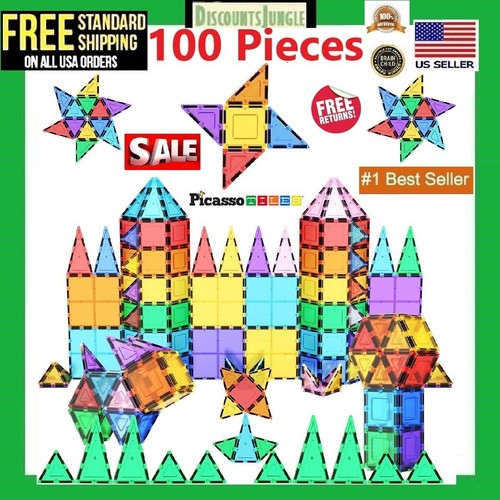 100 Piece Magnetic Magnet Building Blocks Tiles Set Picasso PT100 Tiles ...