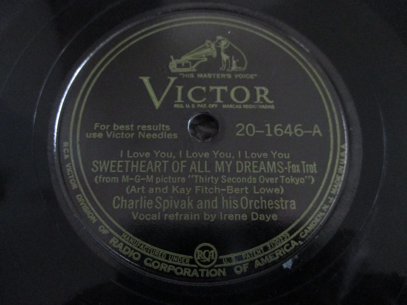 Charlie Spivak "My Baby Said Yes/Sweetheart of all my Dreams" Victor 20 ...