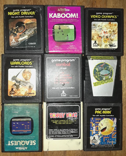 Lot of 10 Vintage Classic Game Cartridges Atari 2600: PacMan Donkey ...