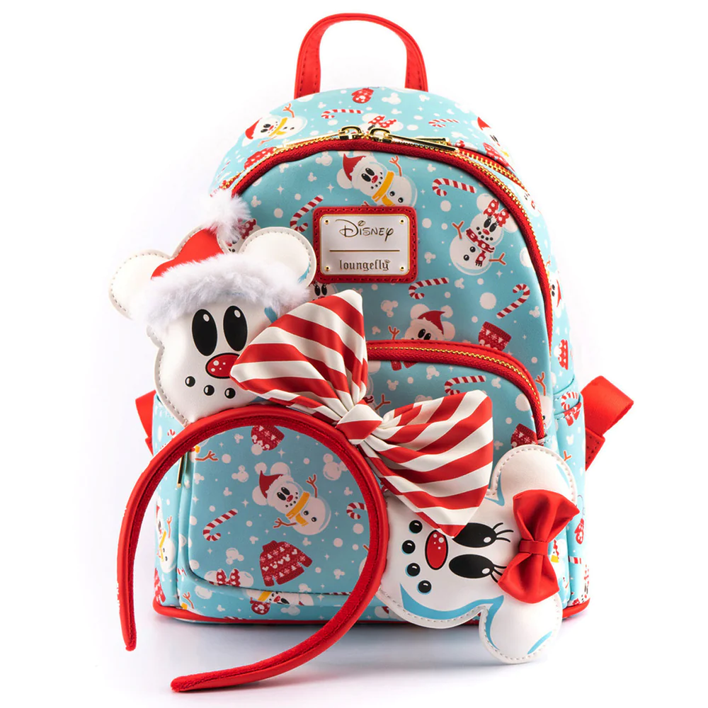 Loungefly Disney Christmas Mickey & Minnie Snowman Mini Backpack & Ears ...