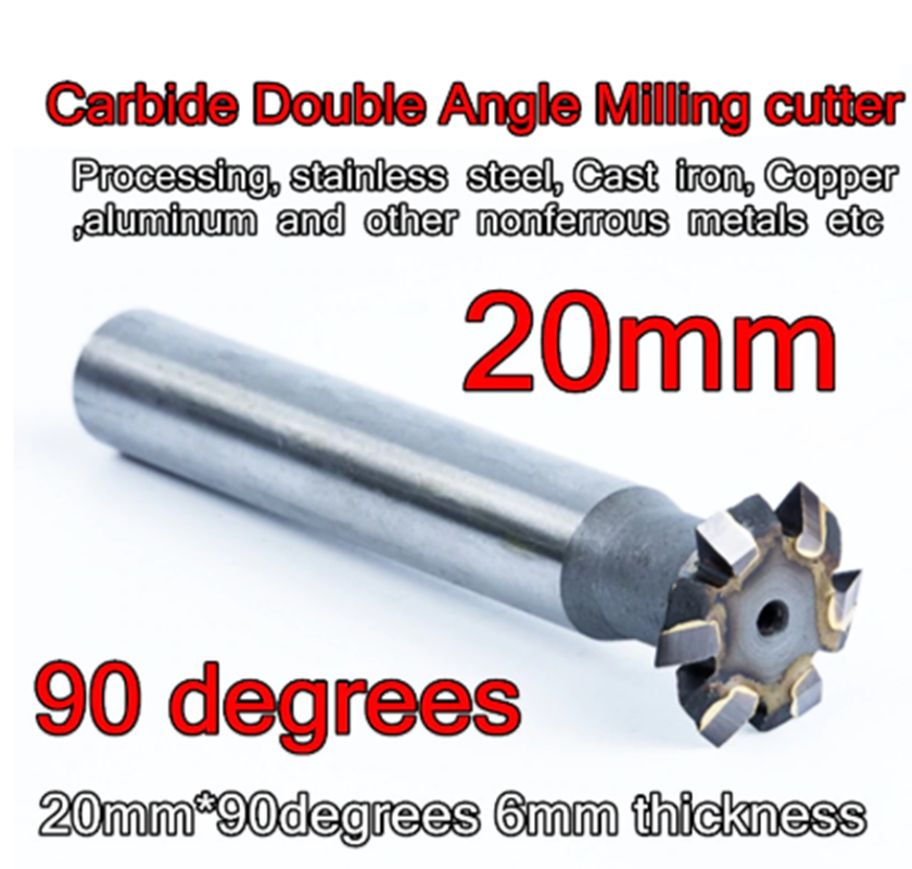 1pc thickness Carbide Double Angle Milling cutter 20mm*90 degrees 6mm ...