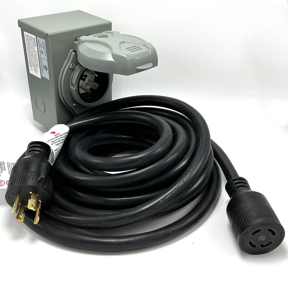 30Amp Generator Power Cord and Inlet Box Kit for 4000-8500W Portable ...