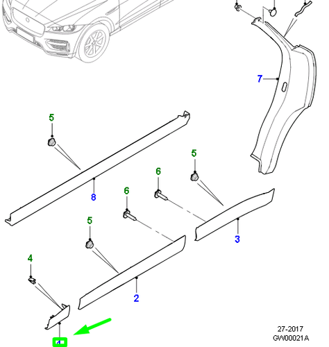 JAGUAR F-PACE X761 Front Left Side Panel Lower Moulding T4A3504LML NEW ...