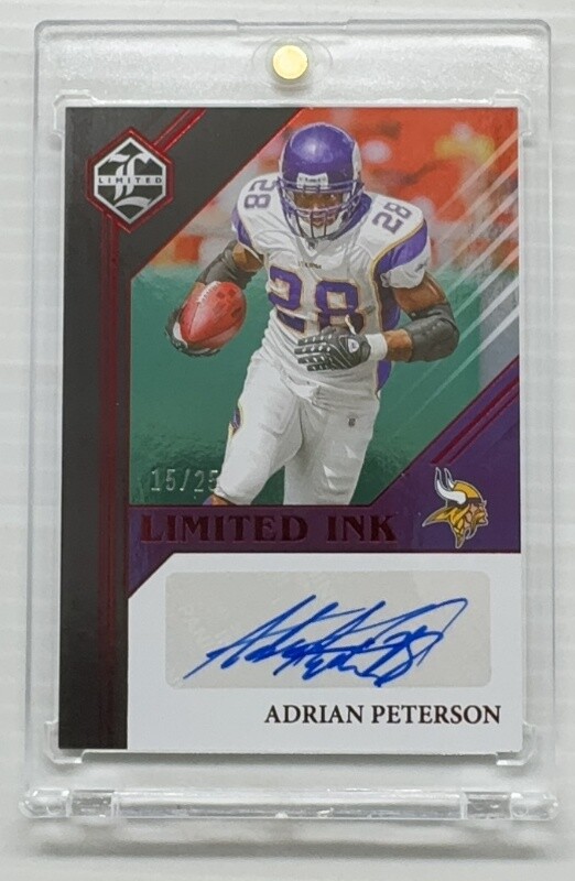 2023 Panini Limited Adrian Peterson Limited Ink Red Auto #15/25 Vikings ...