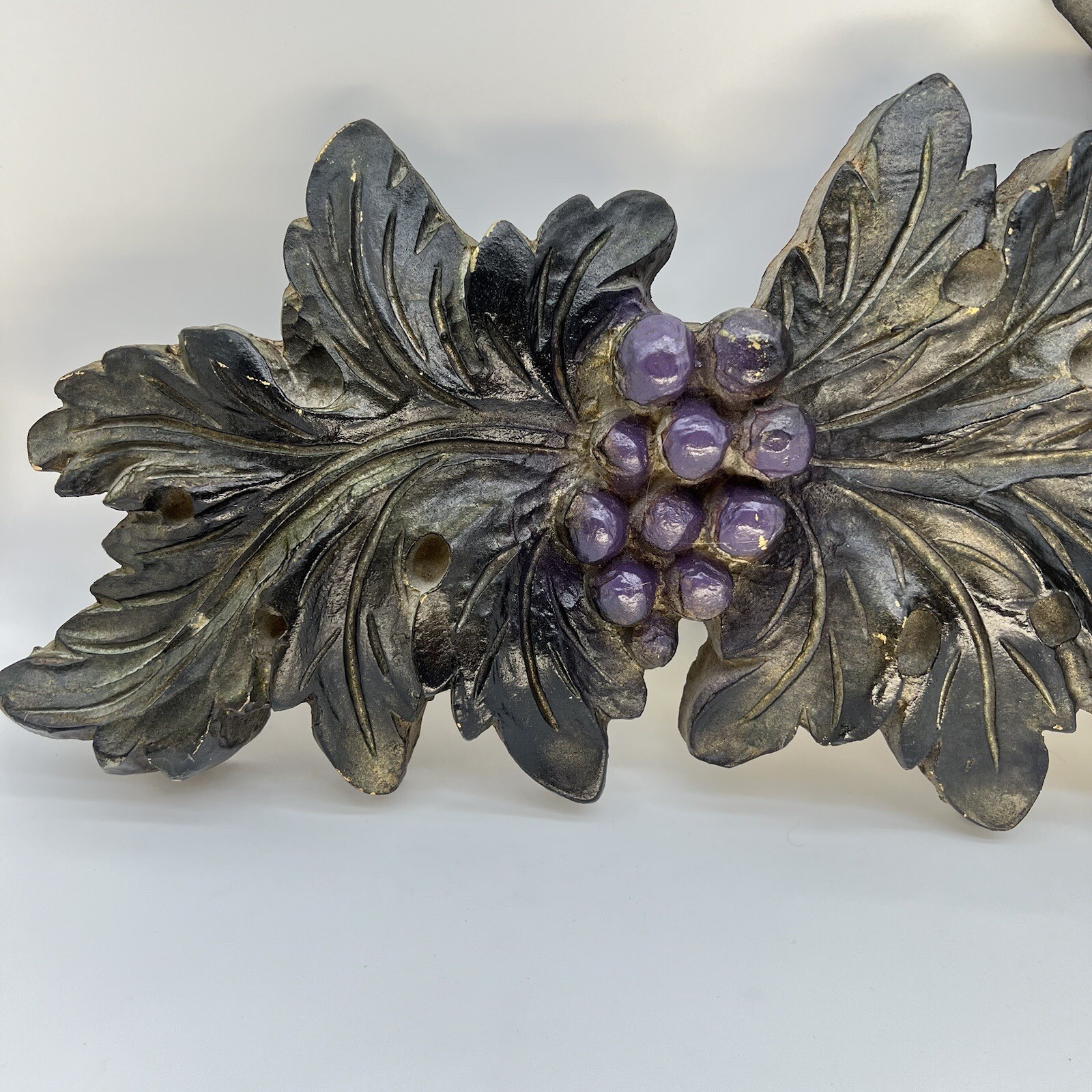 Vintage Large Grapevine Tuscan Wall Door Runner Plaque Plaster Purple ...