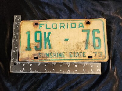Vintage Florida 1973 License Plate Green & White 19K - 76 | eBay