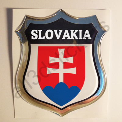 Sticker Slovakia Emblem Coat of Arms Shield 3D Resin Domed Gel Vinyl ...