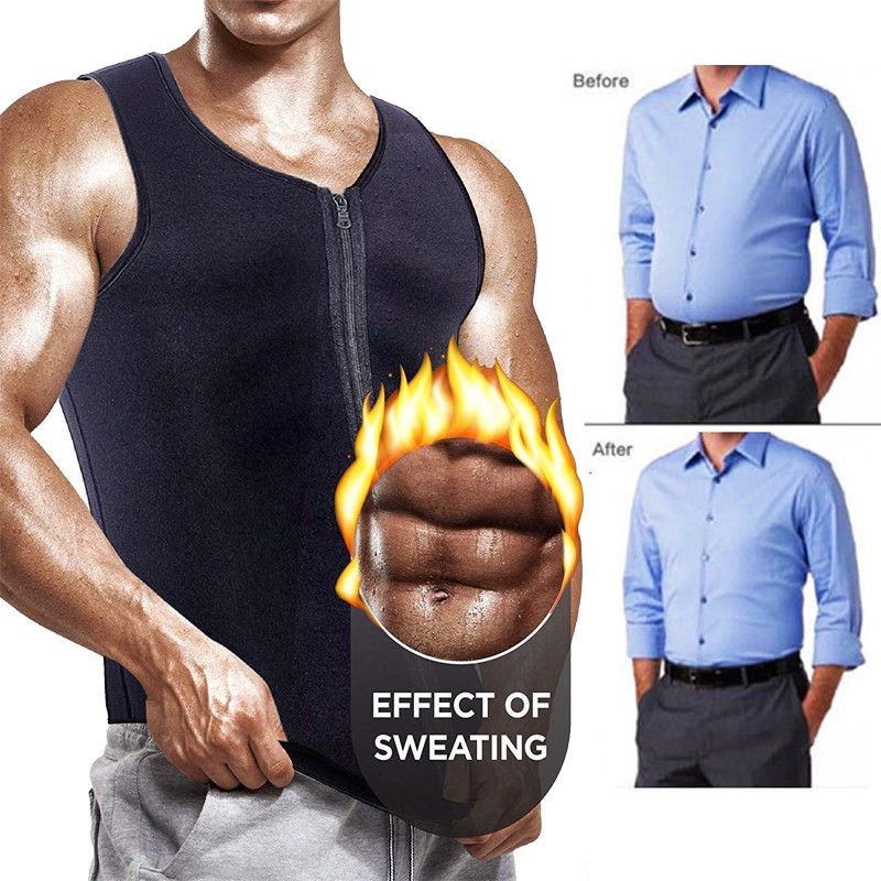 Men's Neoprene Sauna Sweat Vest Tank Top Body Shaper Waist Trainer Vest ...