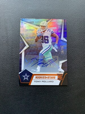 2019 Rookies & Stars Tony Pollard Orange Rookie Auto/75 Dallas Cowboys ...