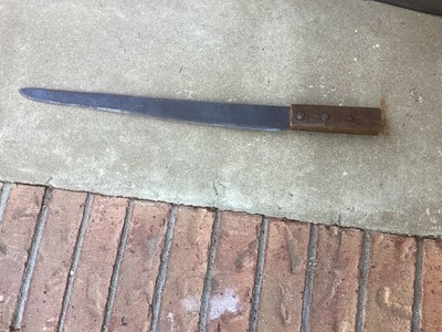 Antique wood handle hand forged long Knife 21-1/2” Long blade 17” long ...