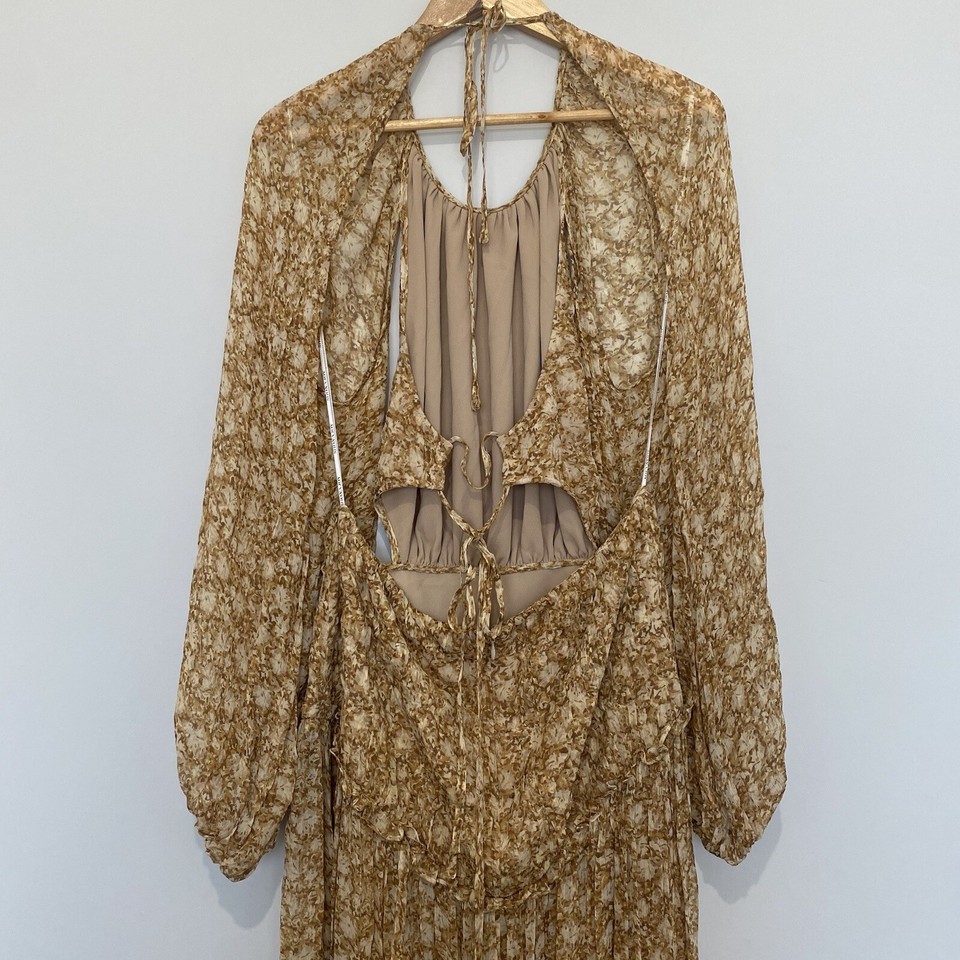 Shona Joy Julia Size AU16 US12 Mustard Cut Out Backless Midi Dress NWT ...