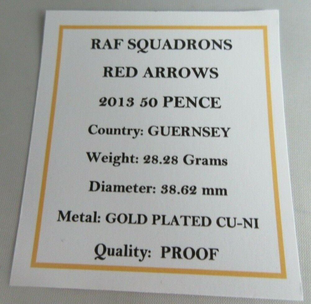 2013 QEII RED ARROWS RAF SQUADRONS BAILIWICK OF GUERNSEY 50P CROWN COIN ...