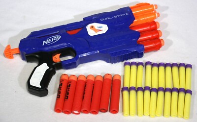 Nerf DUAL-STRIKE Blaster Gun - Elite and Mega 6 Shooter with 33 Total ...