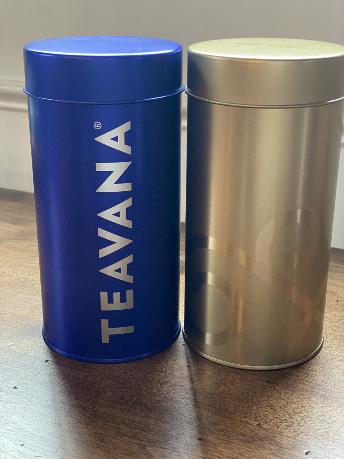 Teavana Tea Tins Gold Blue Empty Used Set of 2 with Lids | eBay