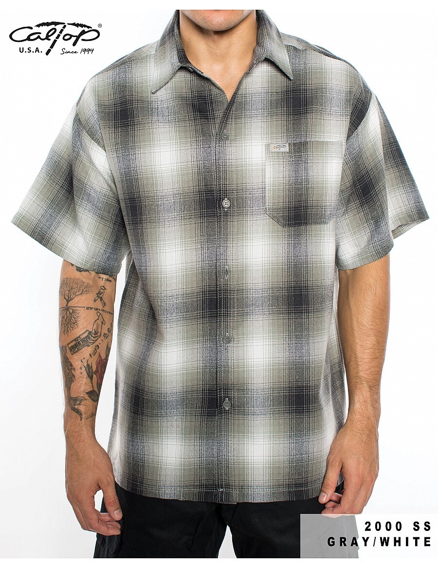CALTOP OLD SCHOOL FLANNEL VETERANO SHORTSLEEVE SHIRT PLAID SM-5X ...