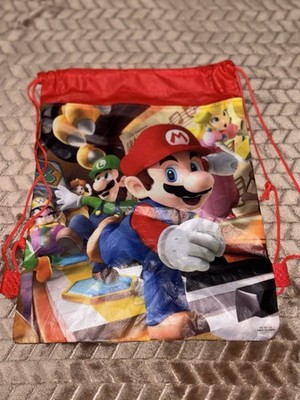 Super Mario Backpack Including Luigi Princess Peach & Wario Drawstring ...