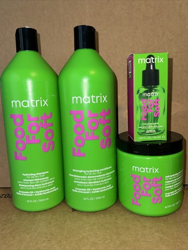 MATRIX FOOD FOR SOFT SHAMPOO & CONDITIONER LITER + RICH HYDRATING MASK ...