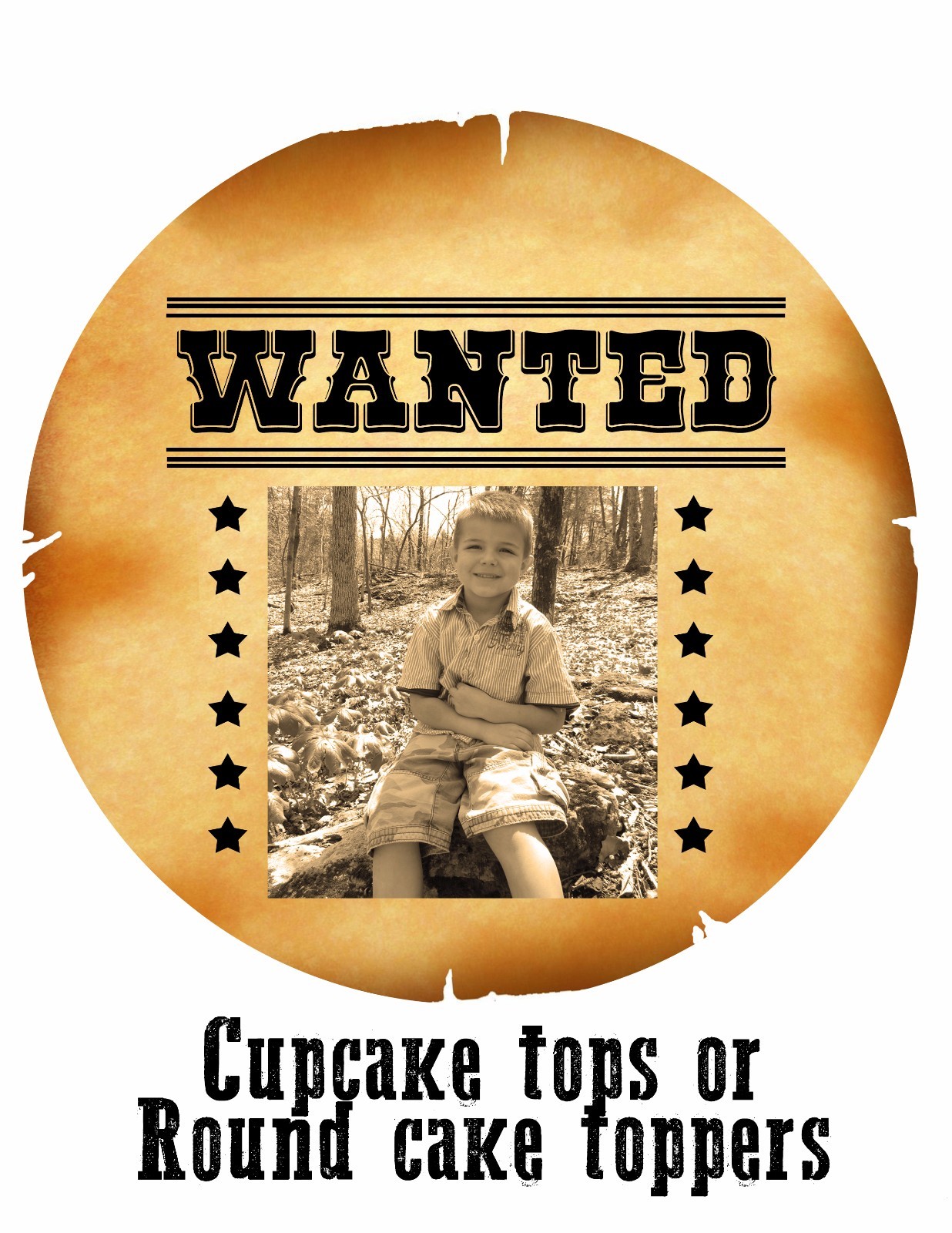 Wanted Sign Birthday Cake topper Edible paper sugar sheet cowboys ...