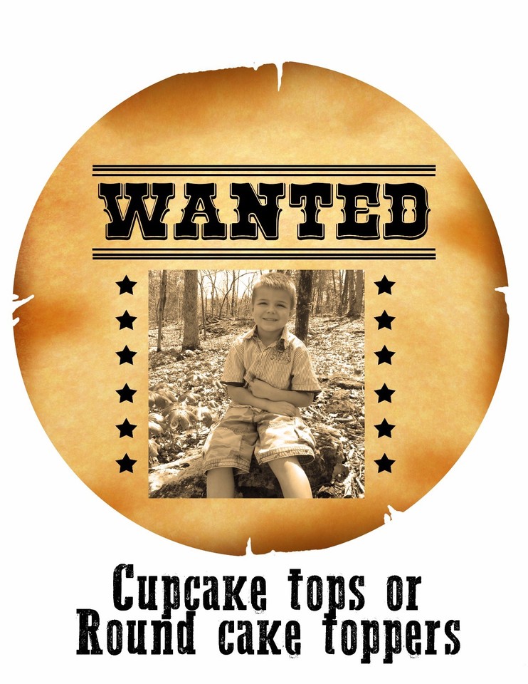 Wanted Sign Birthday Cake topper Edible paper sugar sheet cowboys ...