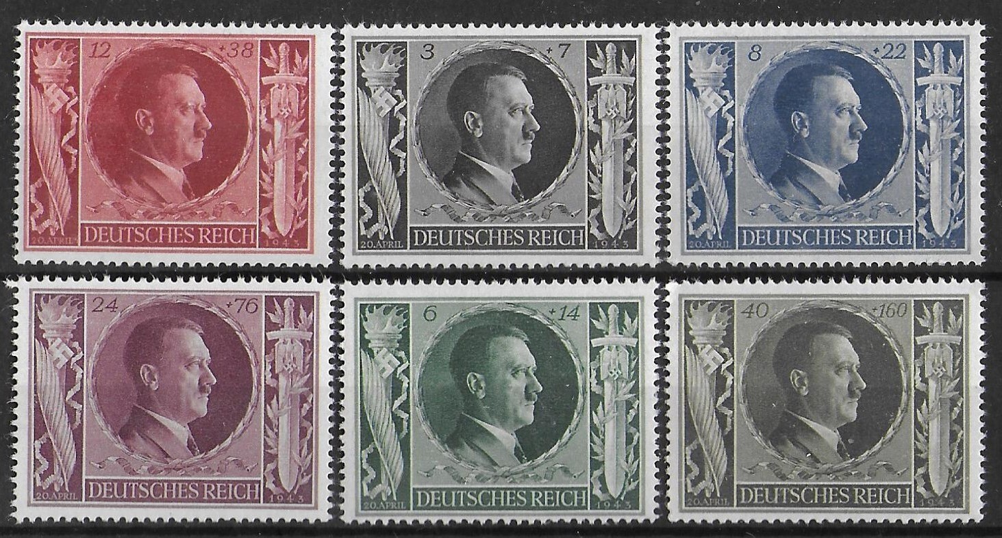 GERMANY REICH 1943 Mint NH Complete Set of 6 Stamps Michel #844-849 CV ...