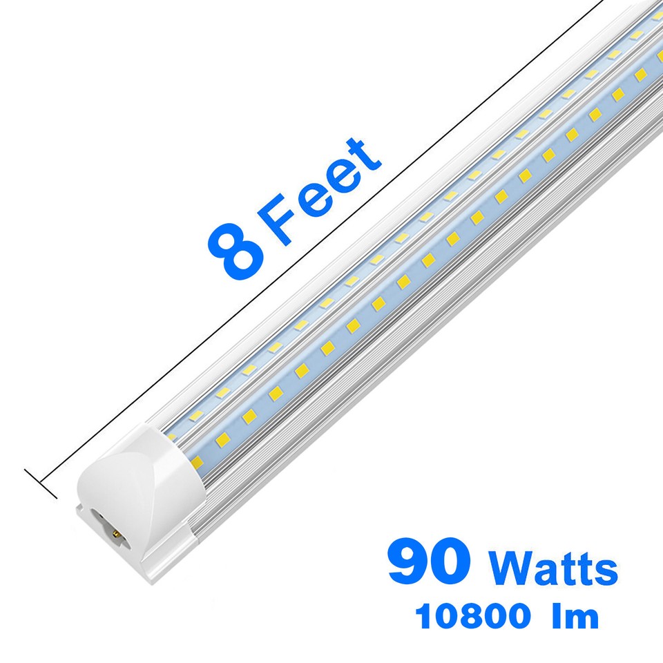 4 Pack T8 8FT LED Shop Light Fixtures 90W 5000K Clear Garage LED Tube ...