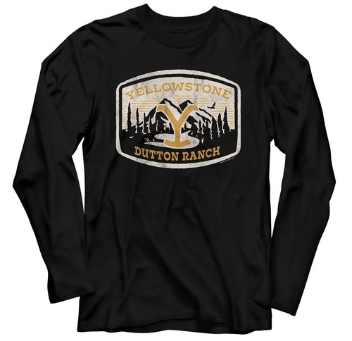 Yellowstone Long Sleeve T-Shirt Vintage Dutton Ranch Patch Black Tee | eBay