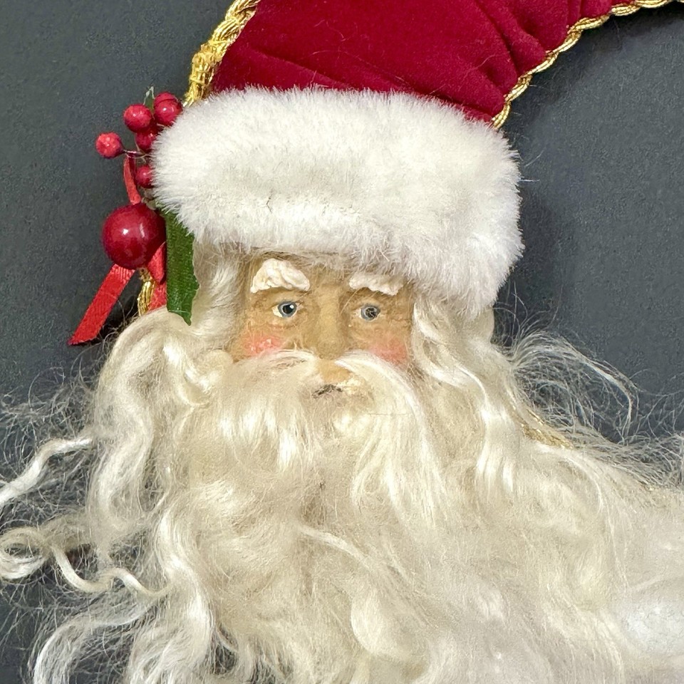 House of Hatten Santa Crescent Moon Christmas Ornament Vintage Sequins ...