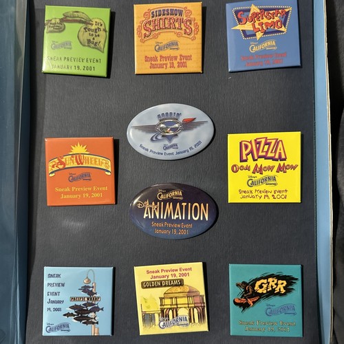 Disney's California Adventure Sneak Preview Button Set COMPLETE 1/19 ...