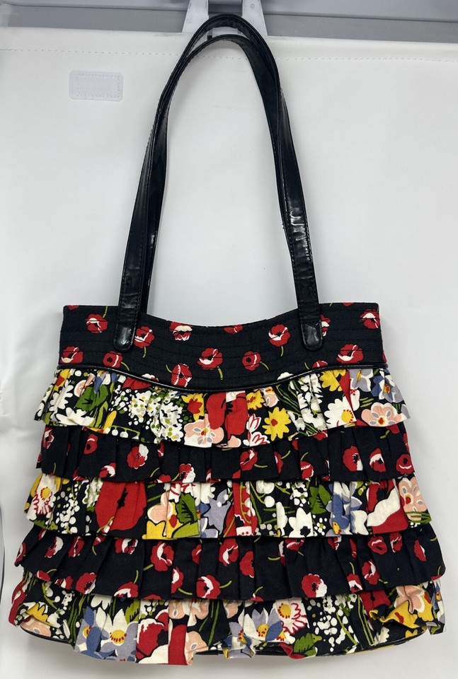 Vera Bradley Ruffled Floral Purse Handbag Magnetic Closure Double ...