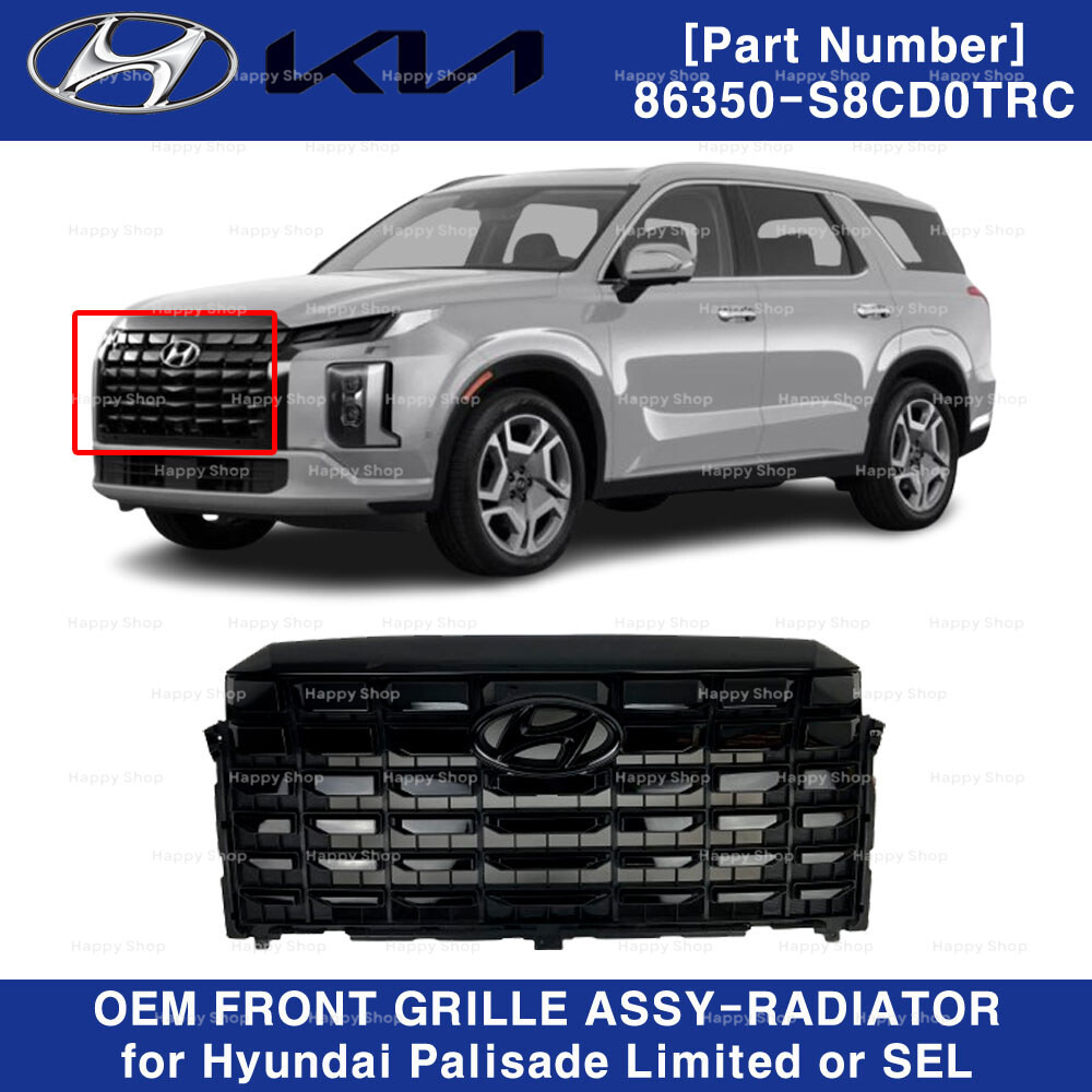 86350S8CD0TRC GRILLE ASSY-RADIATOR Black for Hyundai Palisade Limited ...