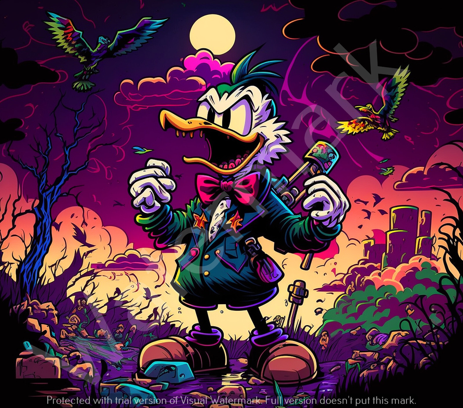 Zombie Donald Duck custom made 20 oz skinny Stainless steel tumbler ...