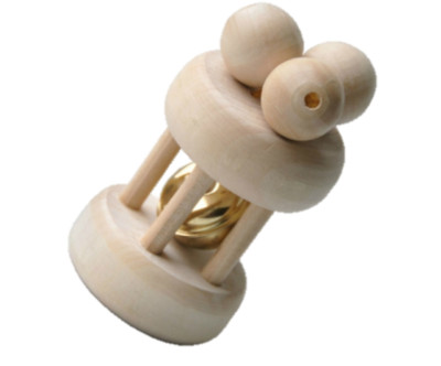 Montessori natural rolling rattle Wood Toy Bell Cylinder, small | eBay