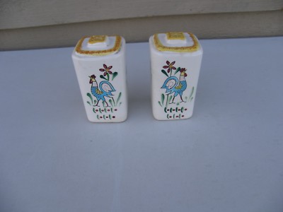 Vintage Morikin Japan Country Style Ceramic Rooster/Chicken Salt Pepper ...