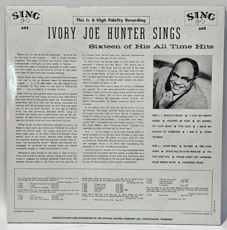 Ivory Joe Hunter Sings Sixteen Of His Greatest Hits - 1st Ed SING 605 ...