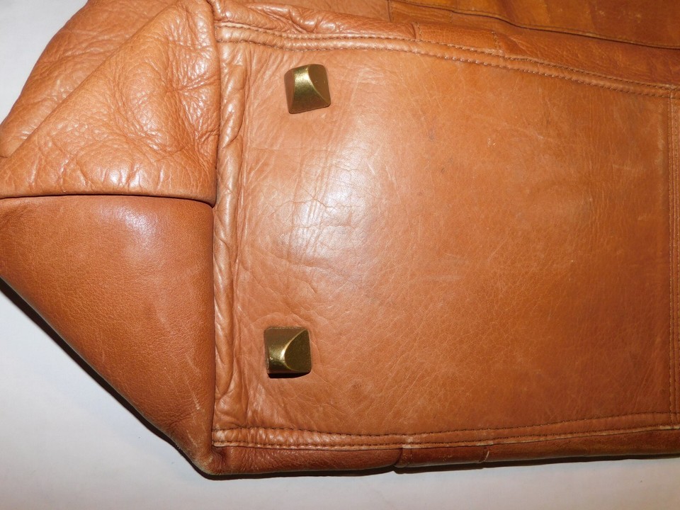 FRYE LEATHER TOTE BAG OVERNIGHT X-LARGE ZIP TOP VTG ATTACHED COIN PURSE ...