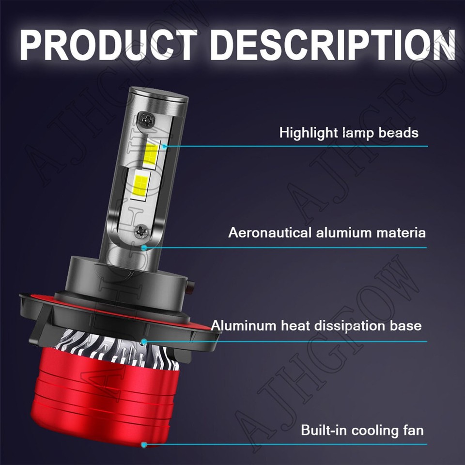 H13 9008 LED Headlight Bulb 10000W 1000000LM Hi/Lo Beam Super Bright ...