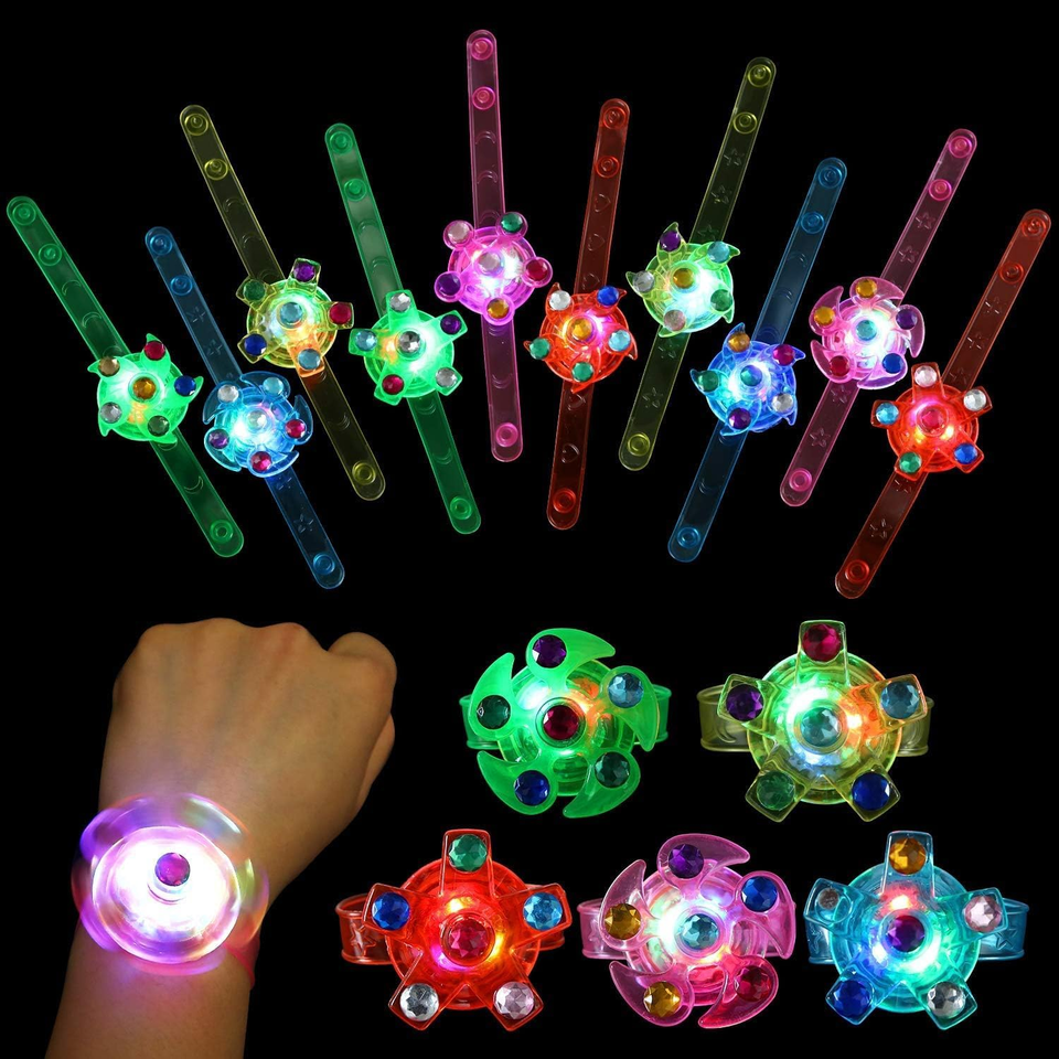 24 Pack LED Light up Fidget Spinner Bracelets, Glow in the Dark Party ...