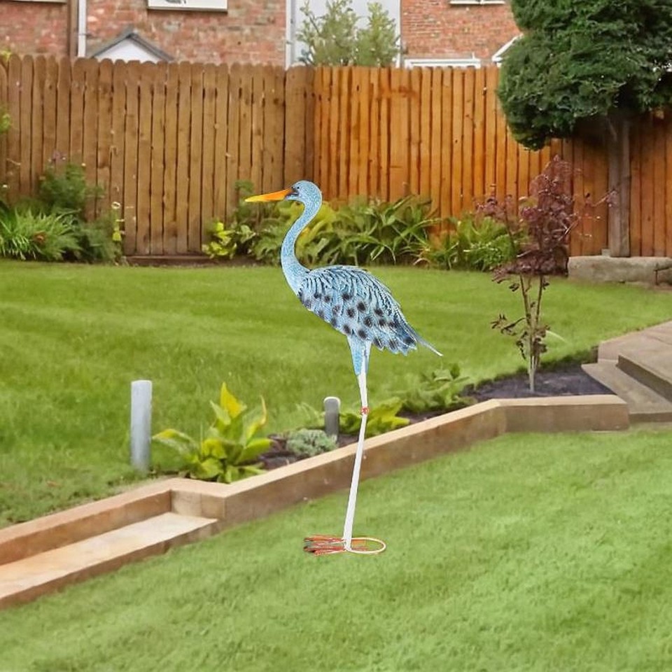Blue Egret Statue Garden Decoration Housewarmings Figurine Home Decor ...