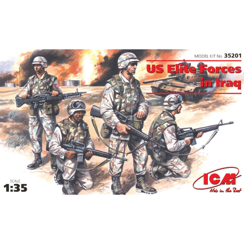 US ELITE FORCES IN IRAQ 4 SOLDIERS KIT 1:35 ICM Kit Figure Militari ...