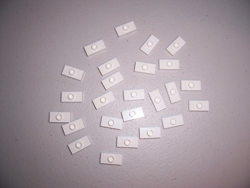 LEGO - 1x2 WHITE Smooth Tiles w/ Top Stud ("jumper") - (25 pcs) - NEW ...