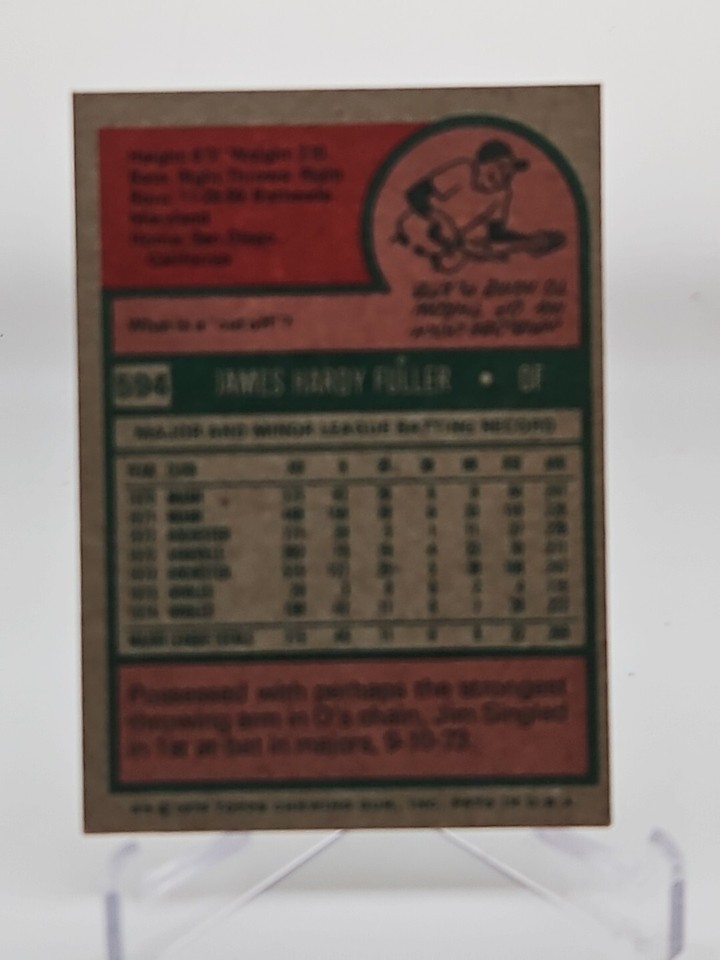 1975 Topps Jim Fuller #594 Baltimore Orioles Vintage Baseball Card | eBay