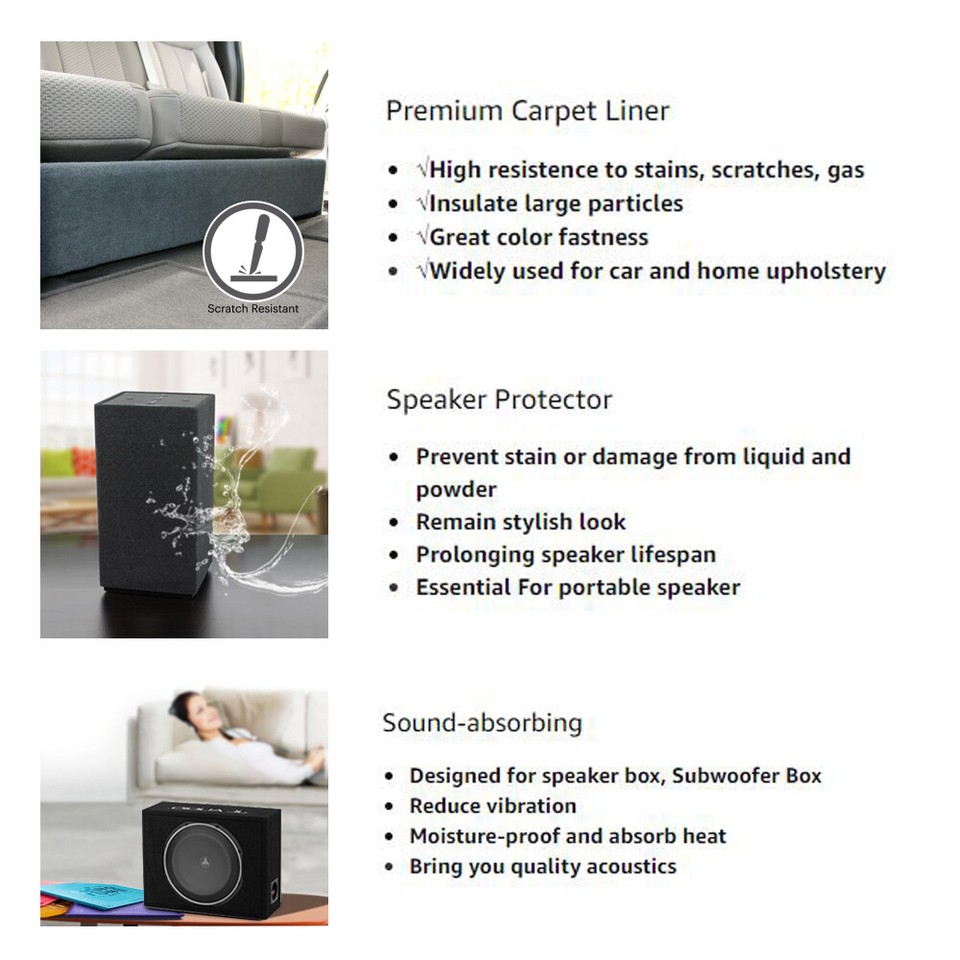 Sub-woofer Speaker Box Carpet Felt Fabric Auto Trunk Liner Upholstery ...